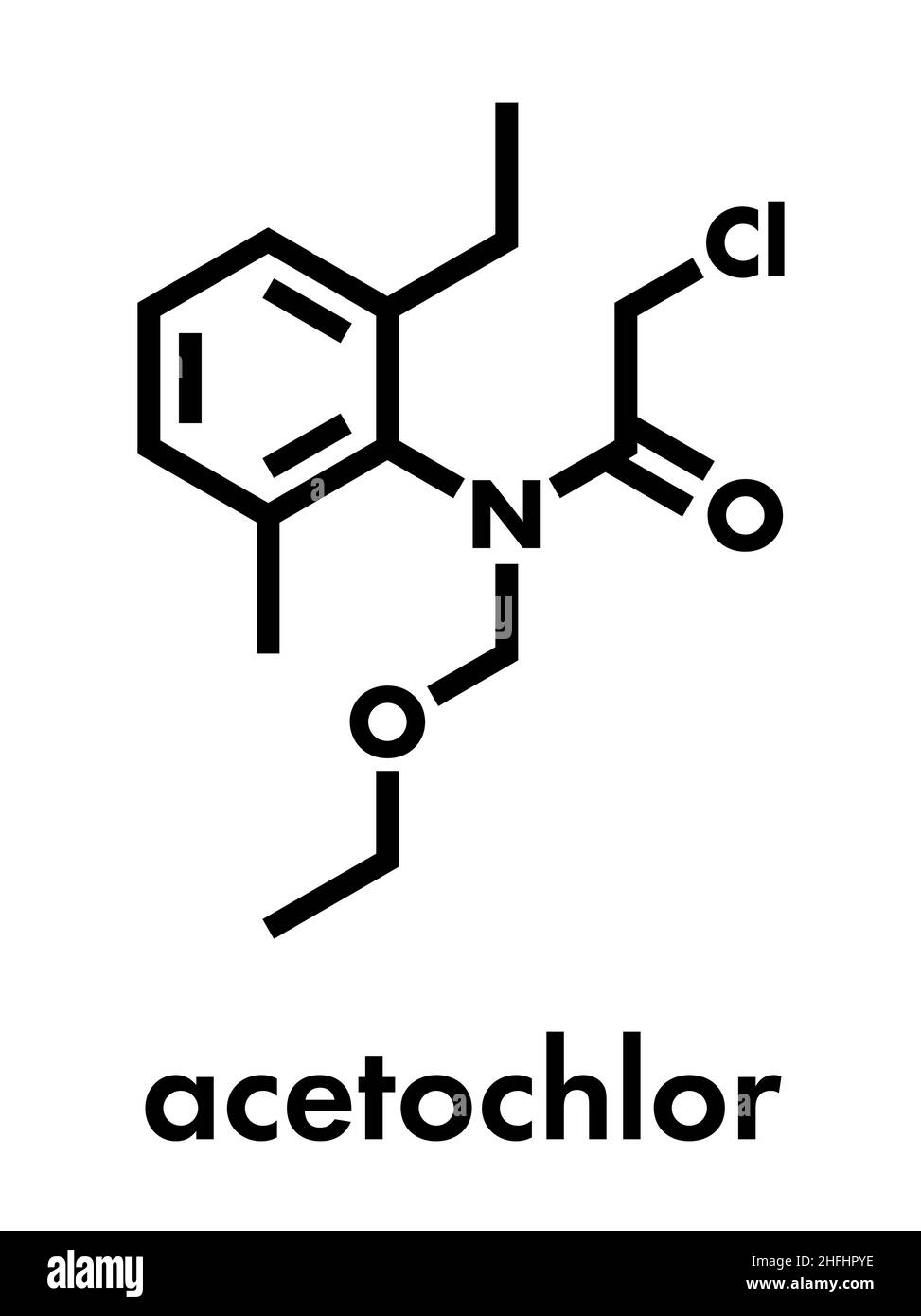Acetochlor herbicide molecule. Skeletal formula Stock Vector Image ...
