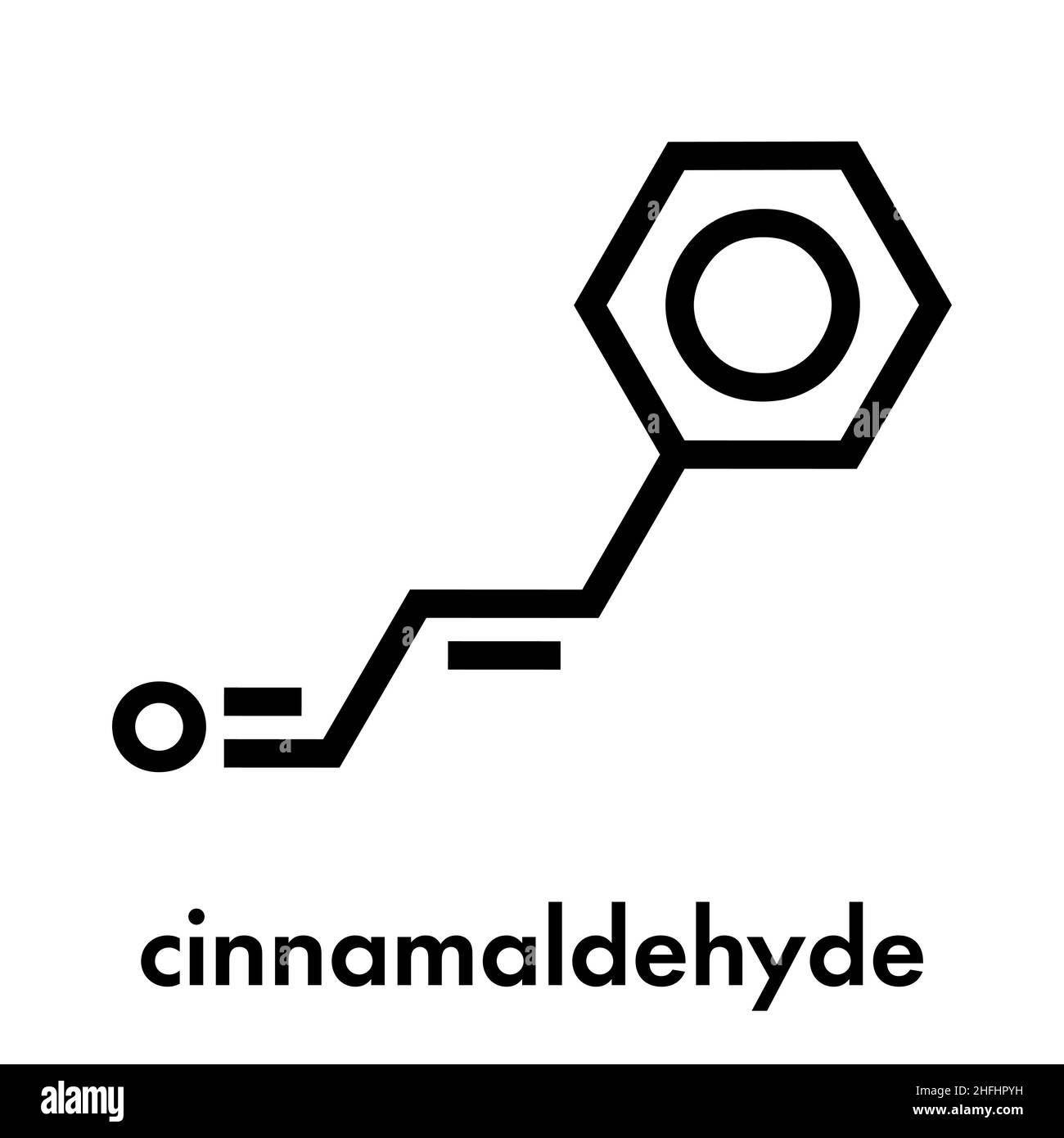 Cinnamaldehyde (cinnamic aldehyde) cinnamon flavor molecule. Skeletal ...