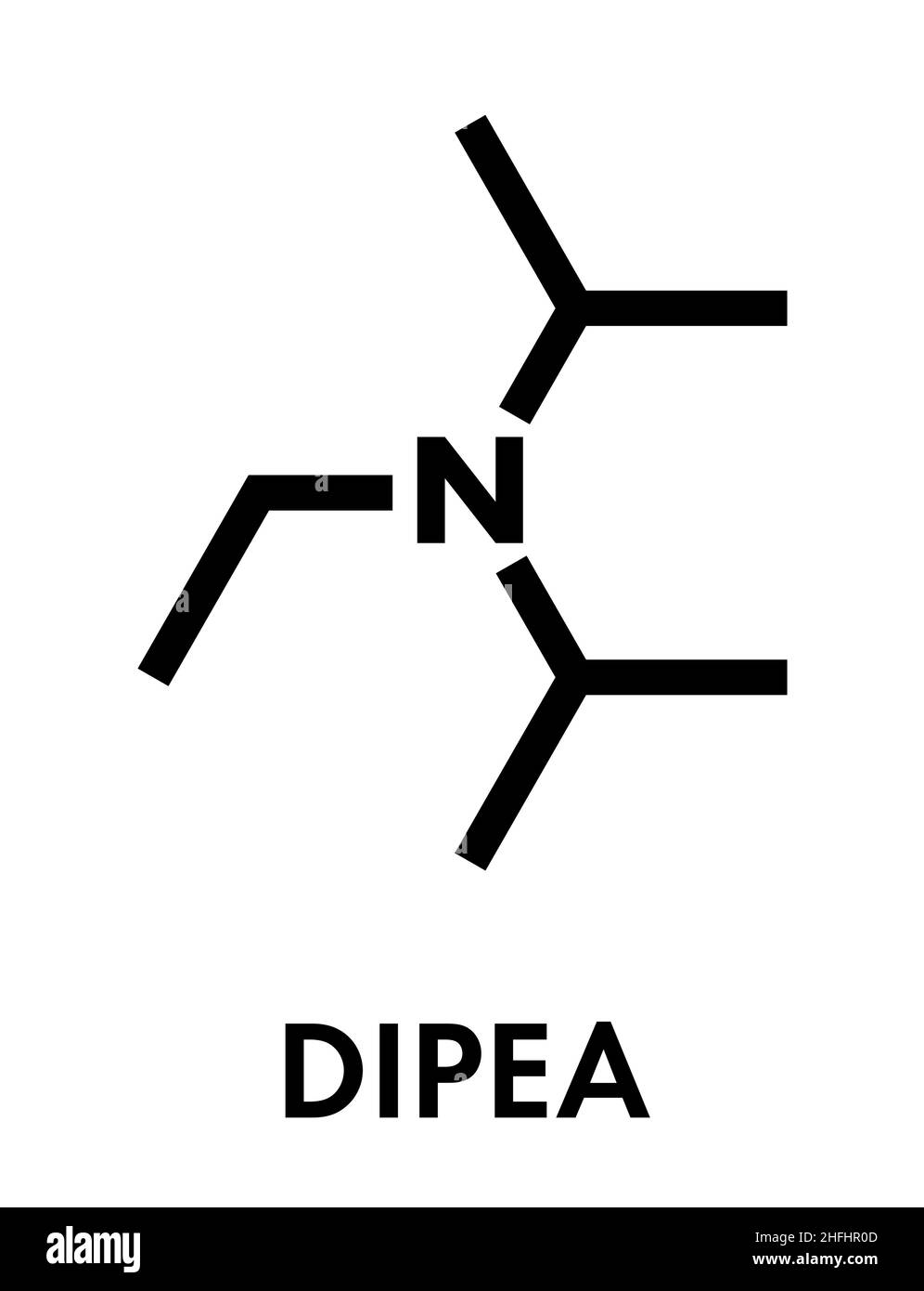 DIPEA (N,N-diisopropylethylamine, Hünig's base) molecule. Skeletal ...