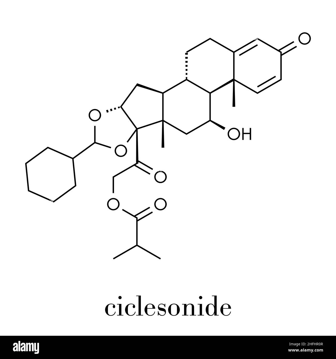 Ciclesonide glucocorticoid drug molecule. Skeletal formula Stock Vector ...