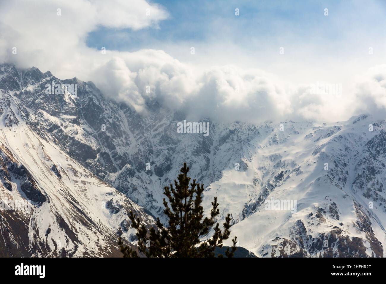 View of Greater Caucasus mountains in Georgia Stock Photo - Alamy