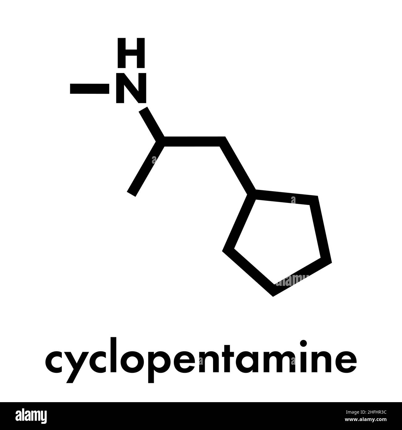 Cyclopentamine nasal decongestant drug molecule (largely discontinued ...