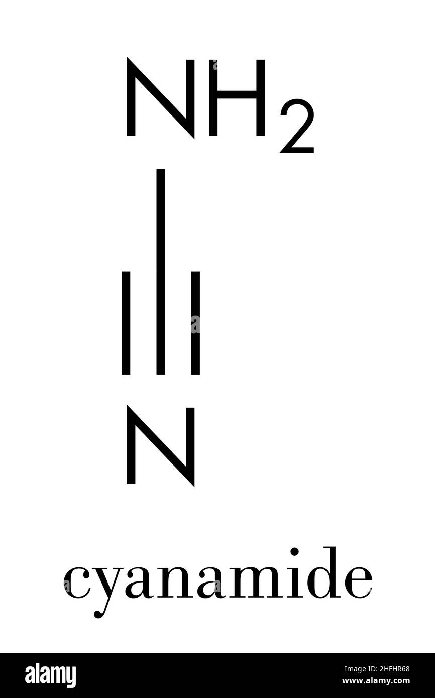 Cyanamide molecule. Used in agriculture and chemical synthesis ...