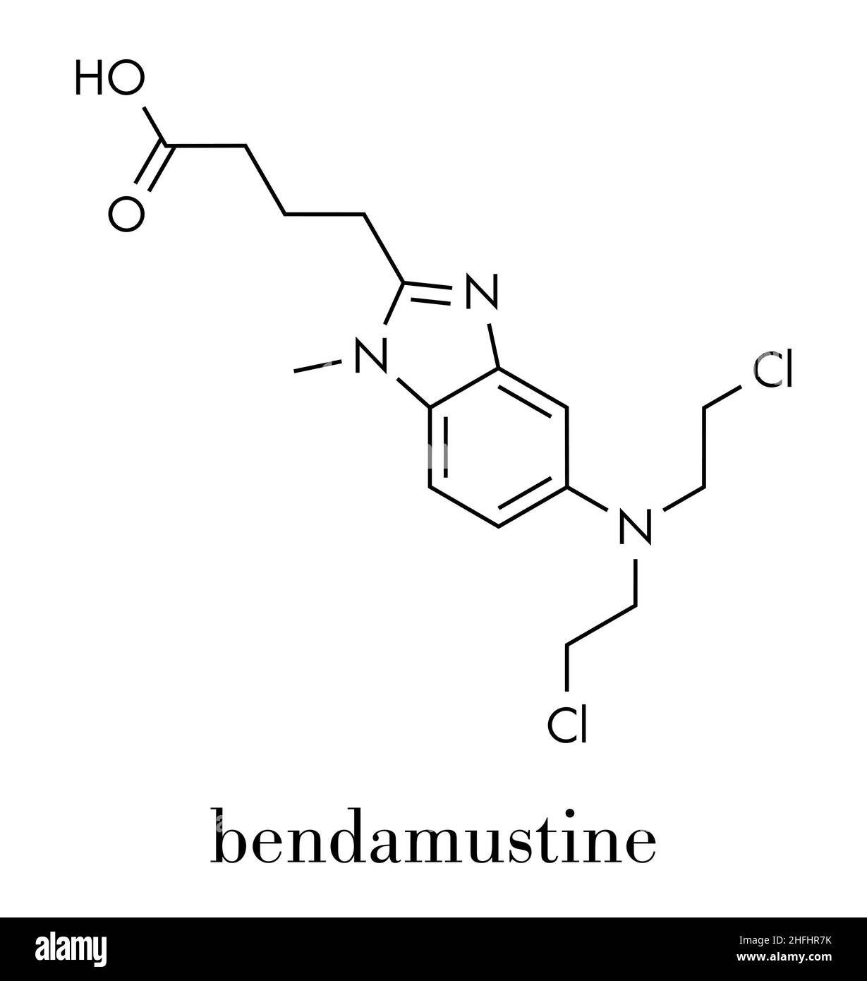 Bendamustine cancer chemotherapy drug molecule (nitrogen mustard ...