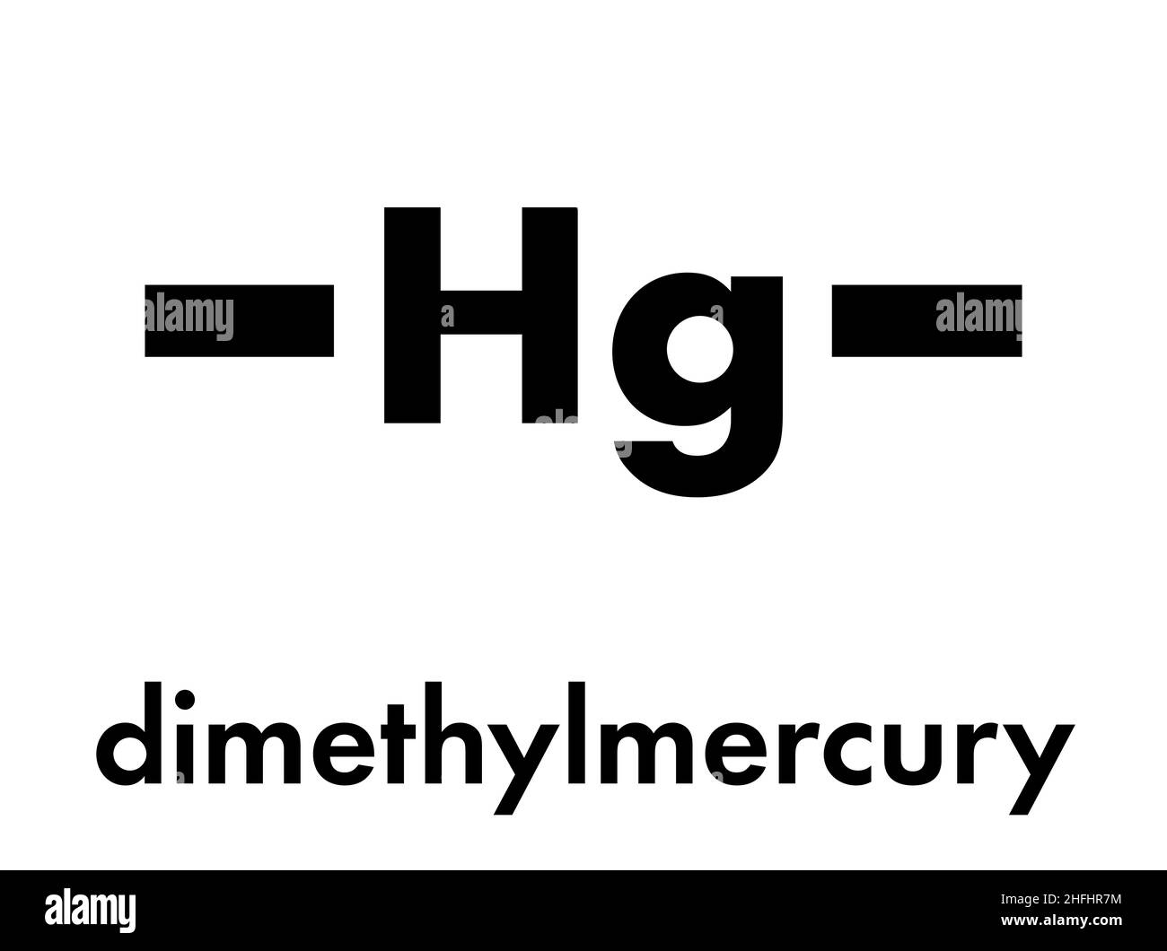 Dimethylmercury (organomercury compound), chemical structure. Skeletal ...