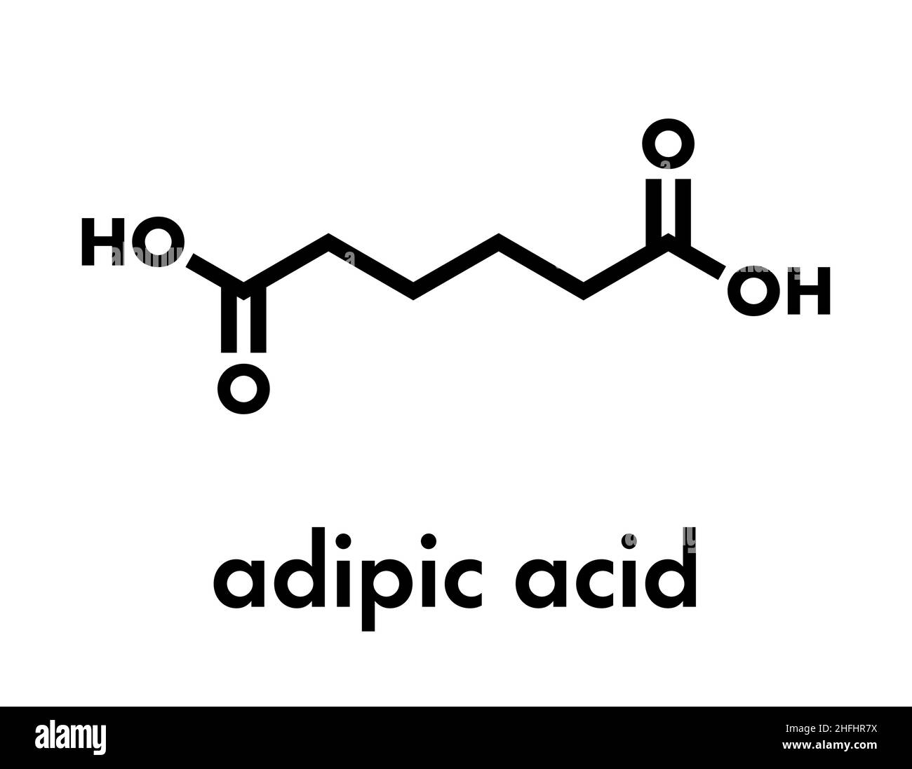 Adipic acid, nylon (polyamide) building block. Skeletal formula Stock ...