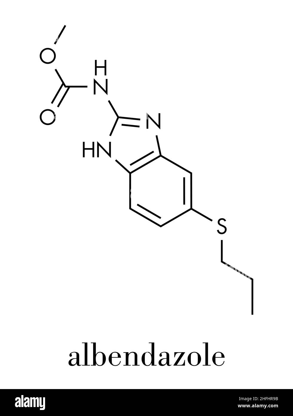 Albendazole anthelmintic drug molecule. Used in treatment of parasitic ...
