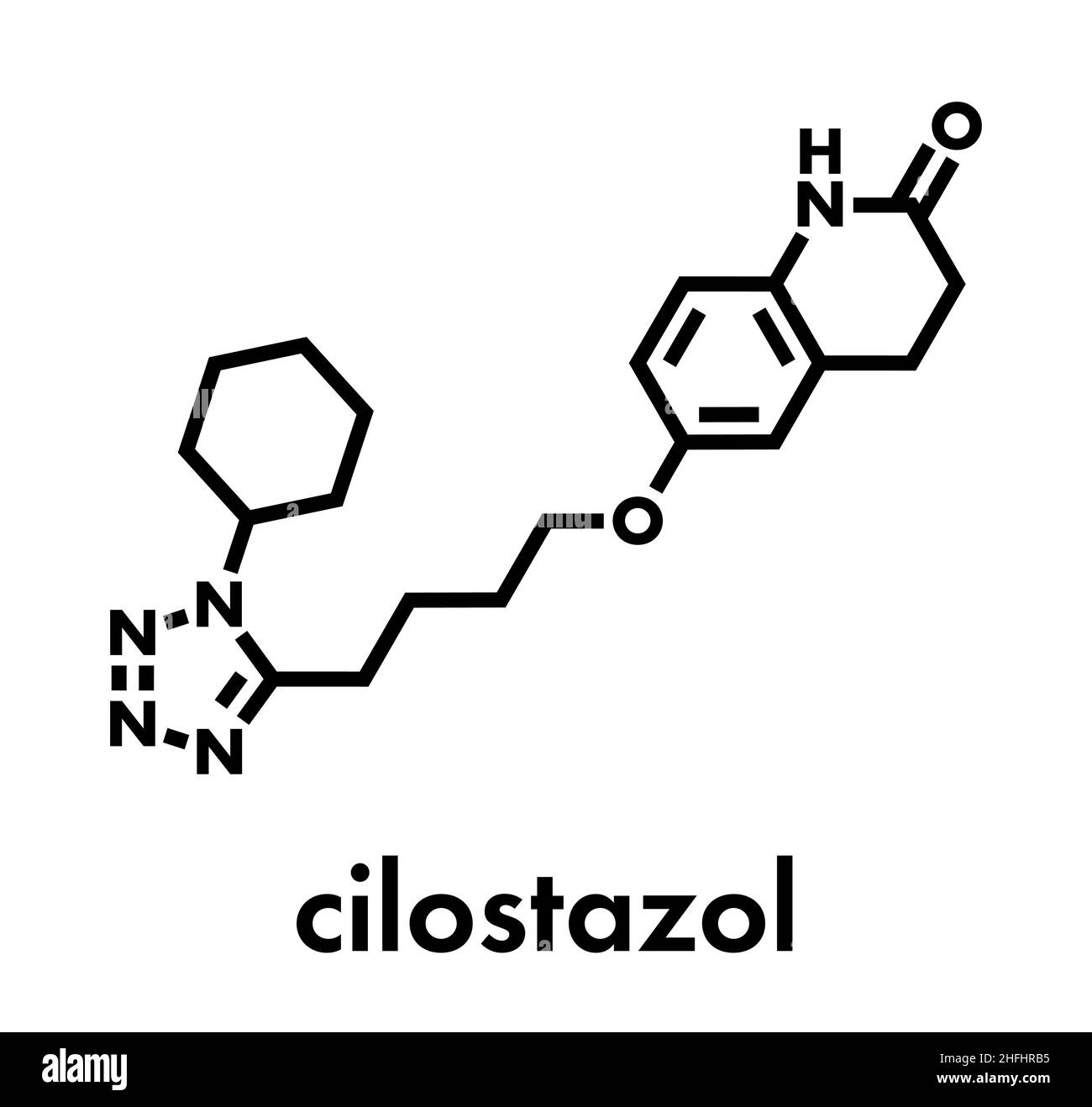 Cilostazol intermittent claudication treatment drug molecule. Inhibitor ...