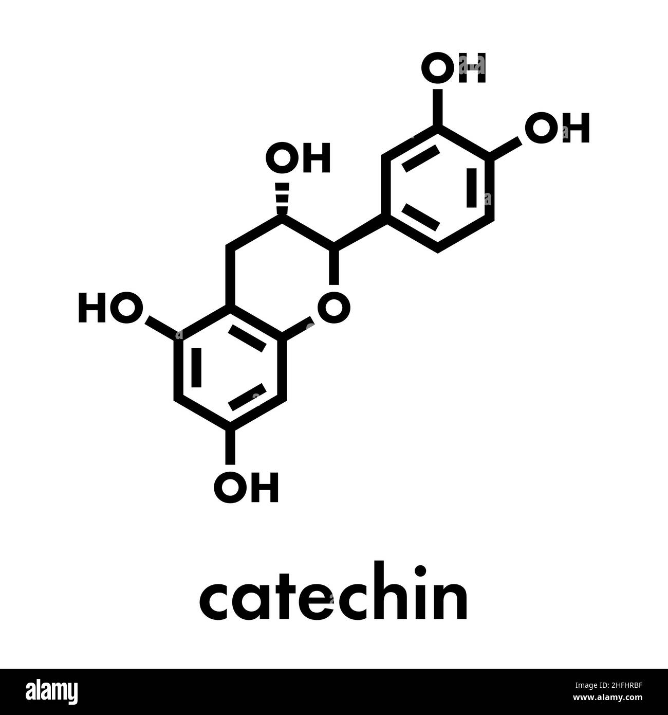 Catechin herbal antioxidant molecule. Skeletal formula Stock Vector ...