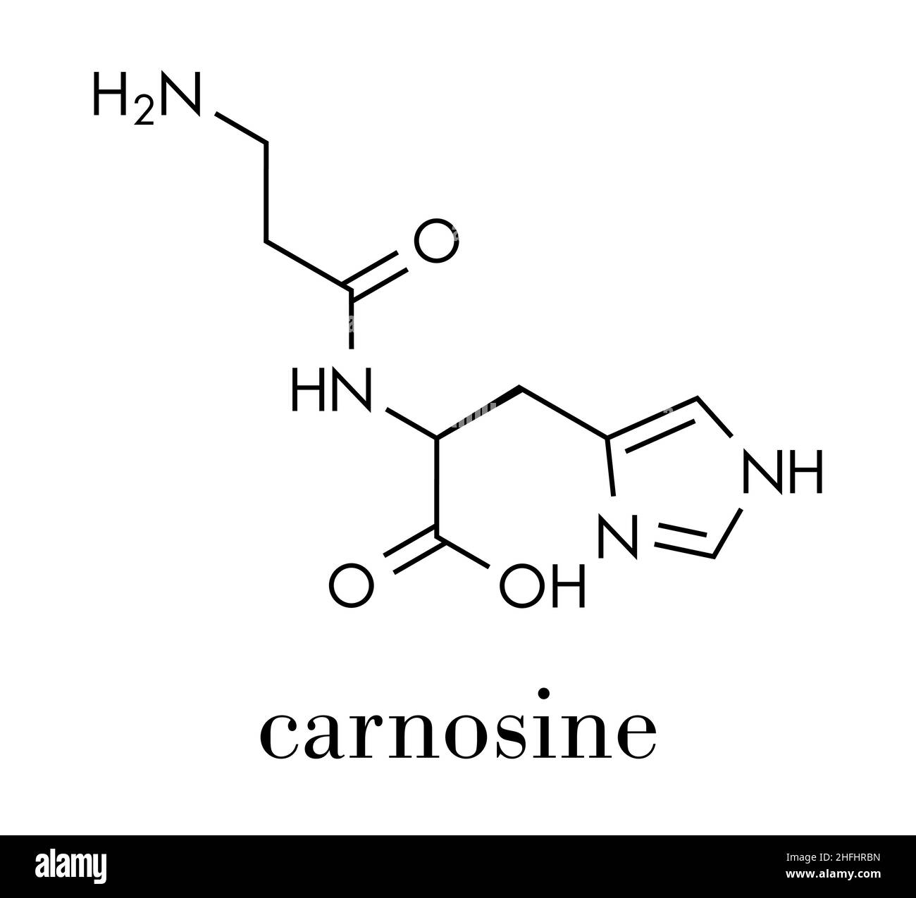 Carnosine molecule. Has antioxidant properties; commonly used in food ...