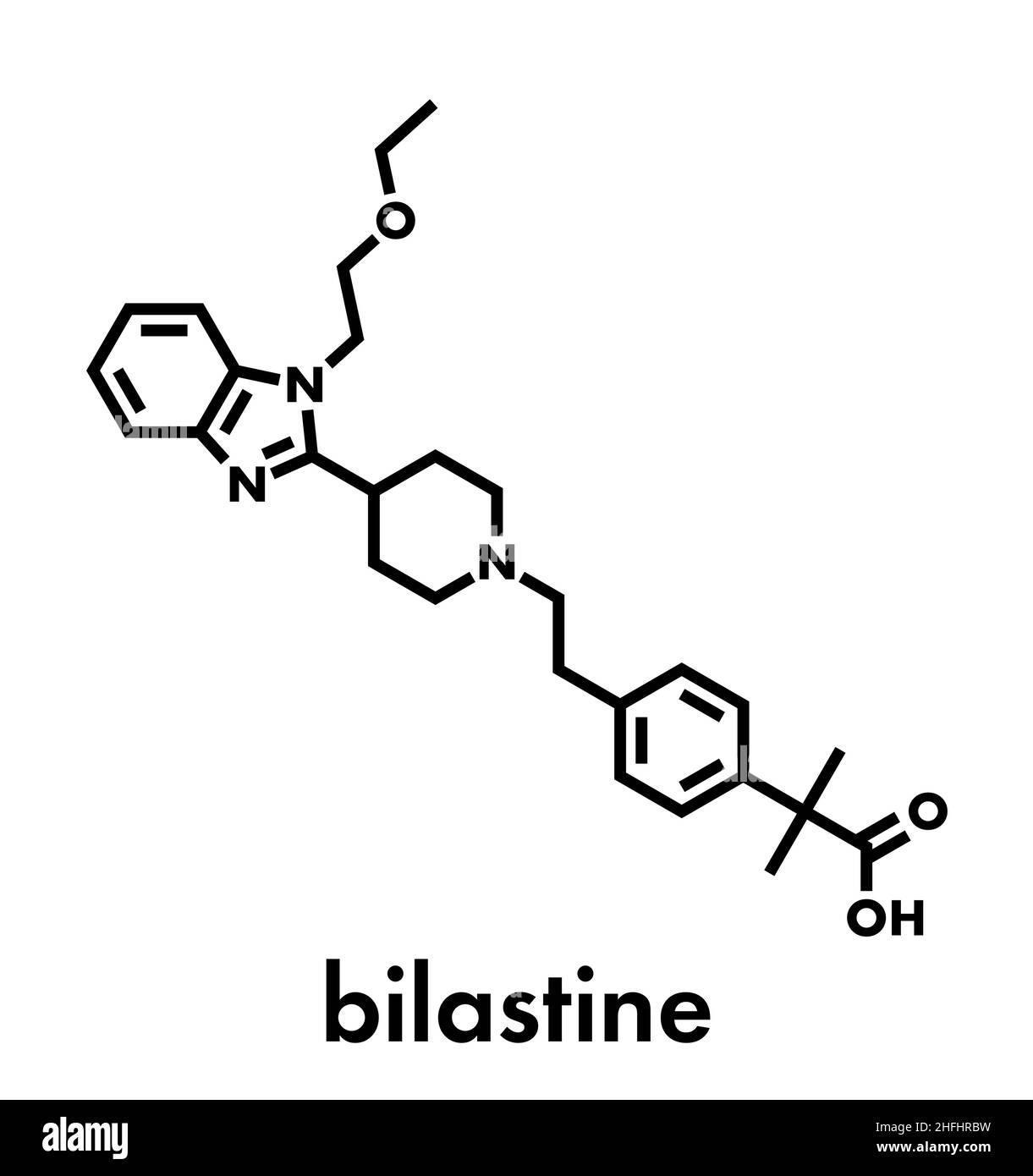 Bilastine antihistamine drug molecule. Skeletal formula Stock Vector ...