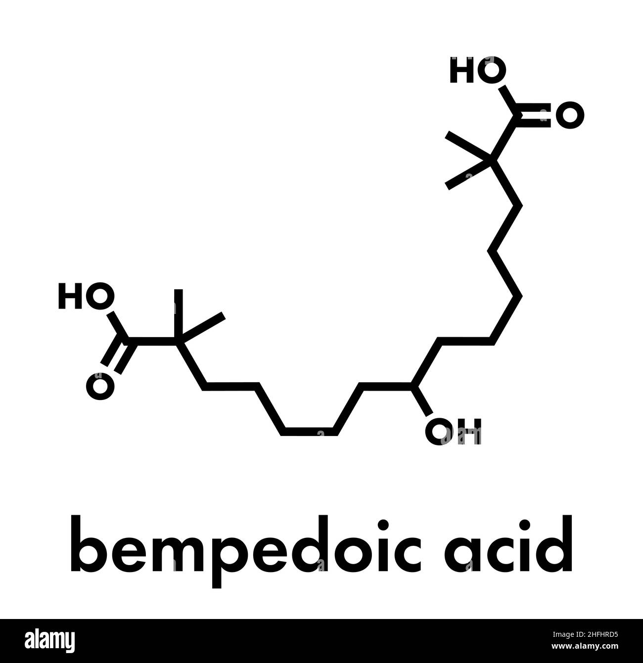 Bempedoic acid hypercholesterolemia drug molecule (ATP-citrate lyase ...