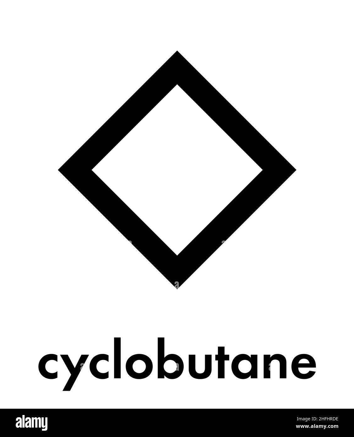 cyclobutane cyclic alkane (cycloalkane) molecule. Skeletal formula ...