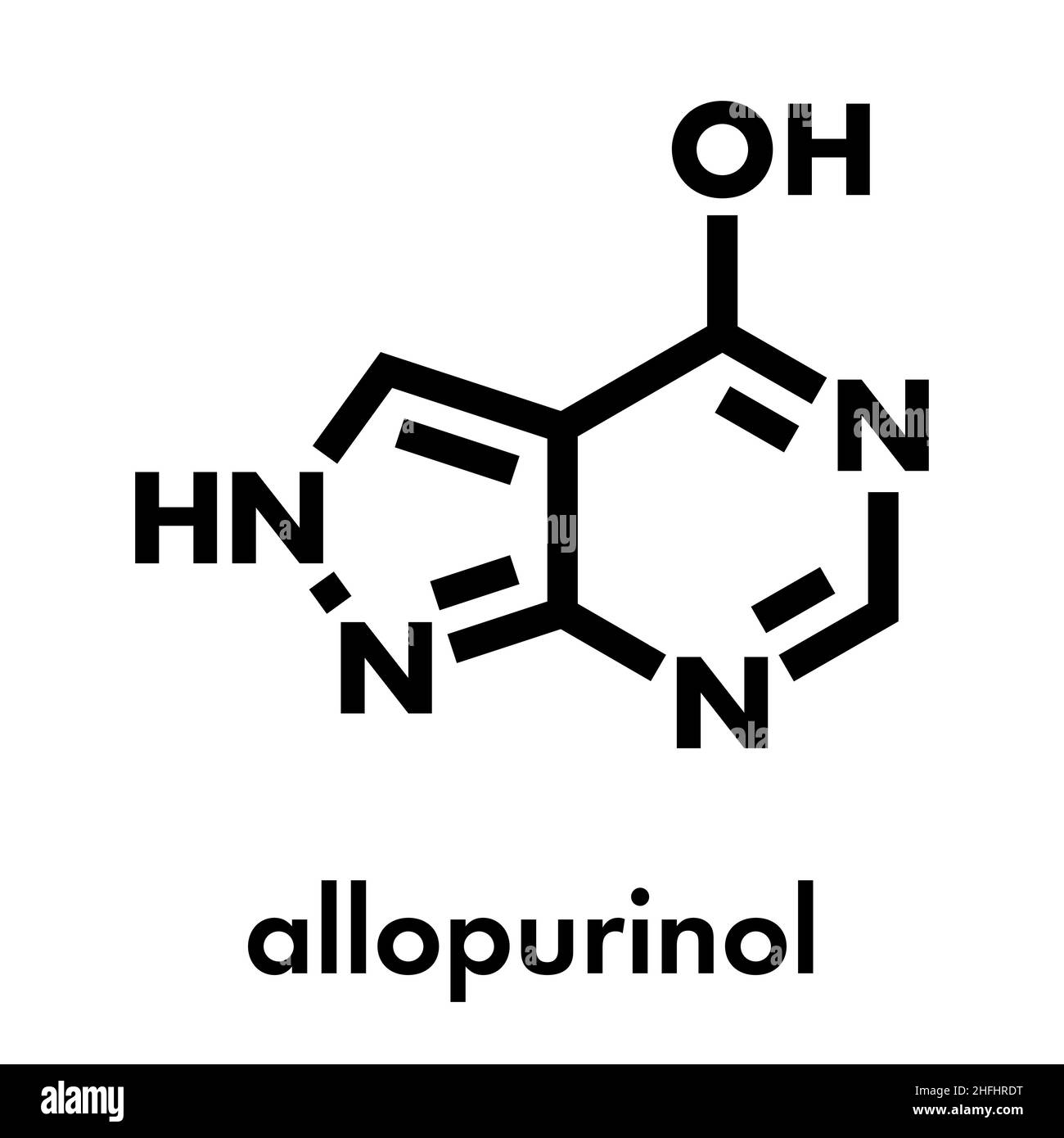 Allopurinol gout drug molecule. Skeletal formula Stock Vector Image ...