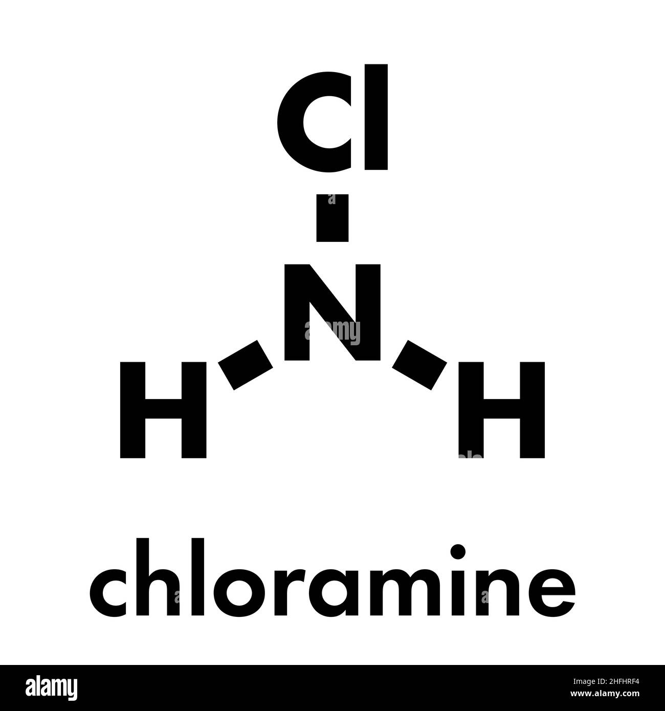 Chloramine (monochloramine) disinfectant molecule. Readily decomposes ...