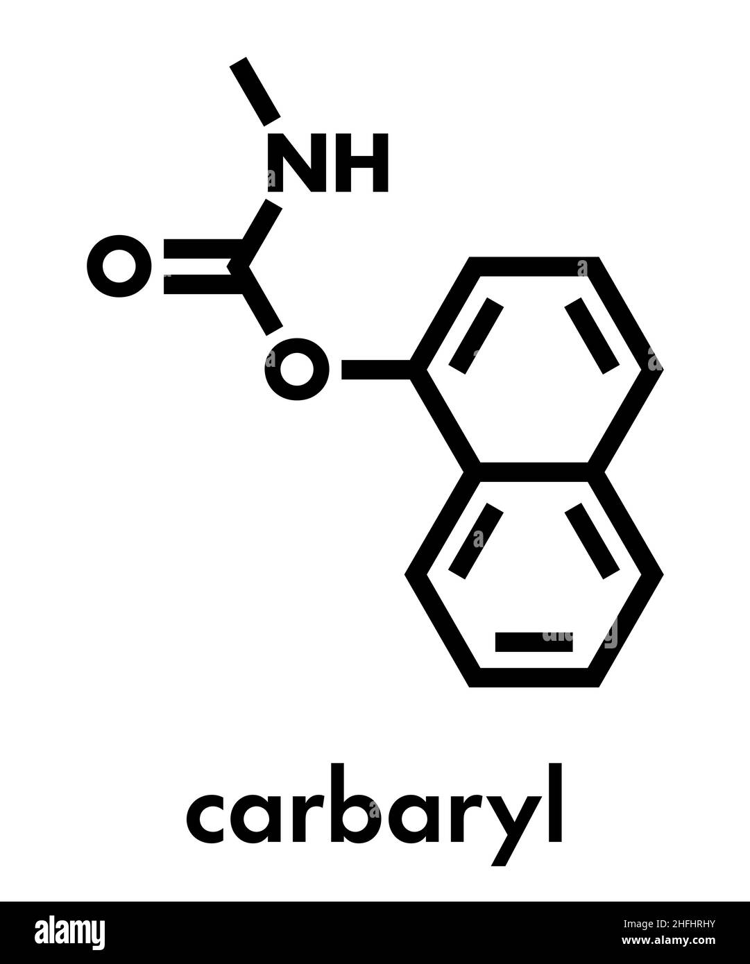 Carbaryl (carbaril) insecticide molecule (carbamate class). Skeletal ...