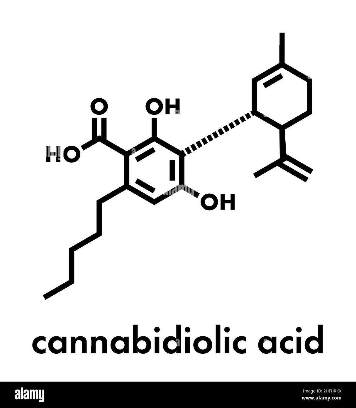 Cannabidiolic acid or CBDA cannabinoid molecule. Skeletal formula Stock ...