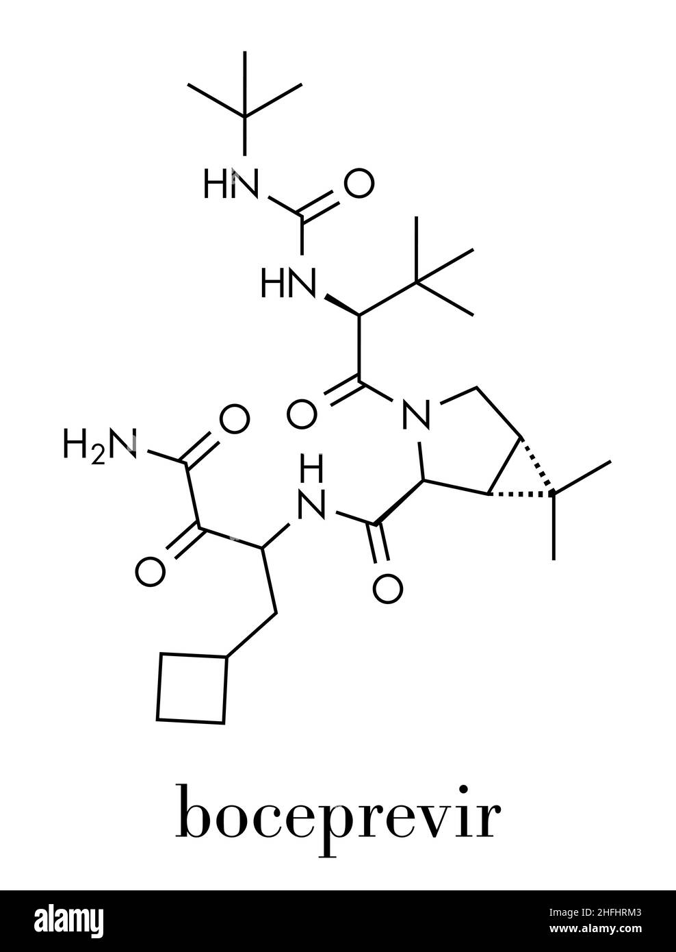 Boceprevir hepatitis C virus (HCV) drug molecule. Skeletal formula ...