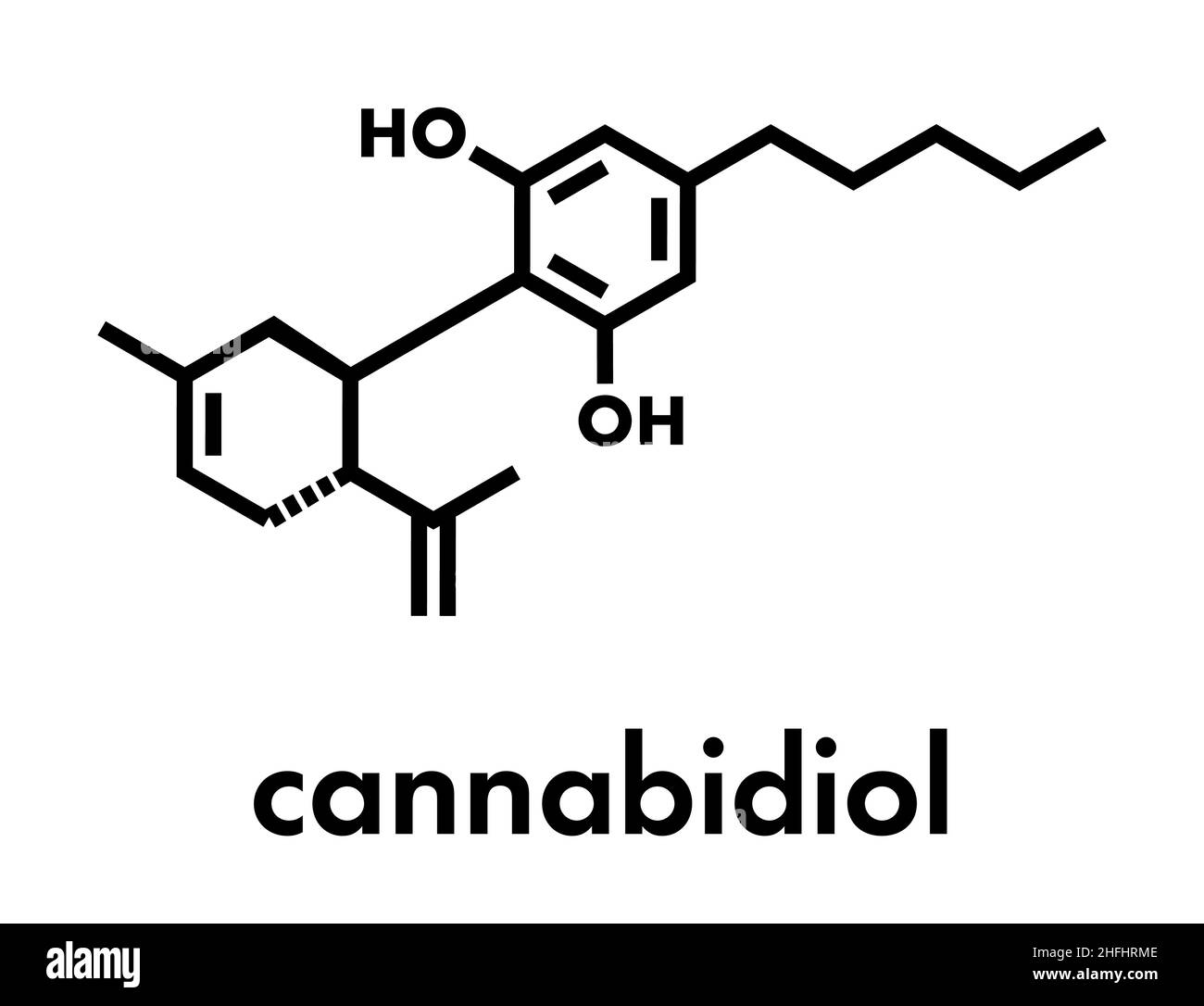 Cannabidiol (CBD) cannabis molecule. Has antipsychotic effects ...