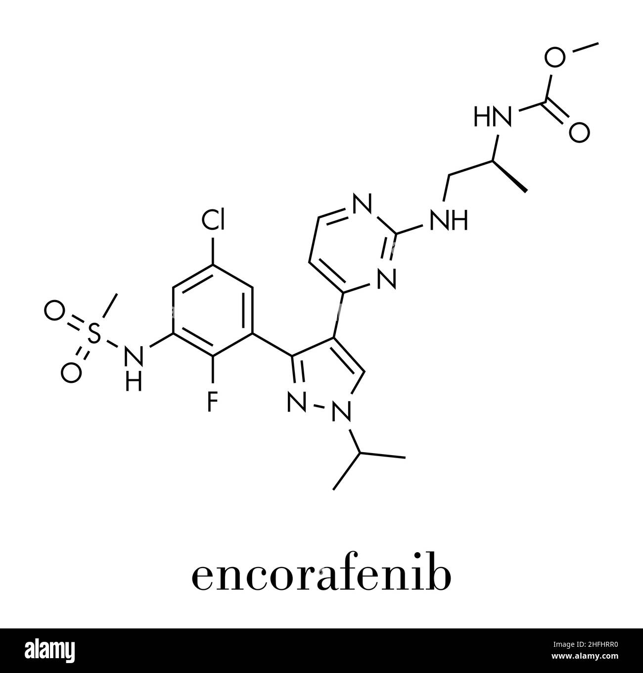 Encorafenib melanoma drug molecule. Skeletal formula Stock Vector Image ...