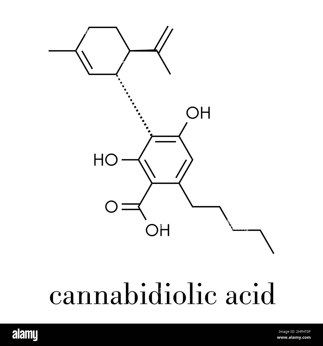 Cannabidiolic acid or CBDA cannabinoid molecule. Skeletal formula Stock ...