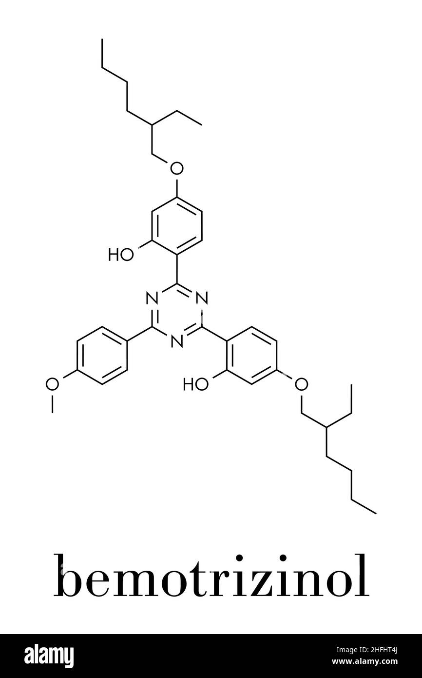 Bemotrizinol sunscreen molecule (UV filter). Skeletal formula Stock ...