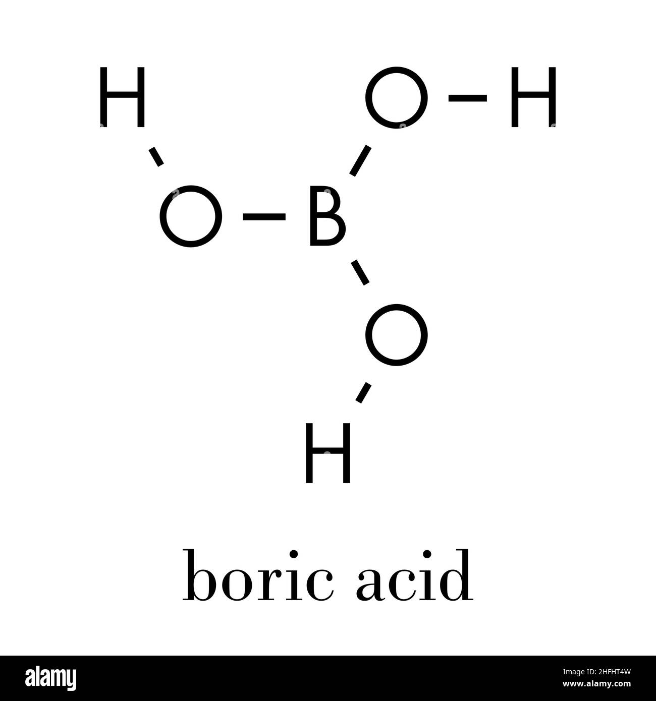 Boric acid molecule. Also known as hydrogen borate, boracic acid ...