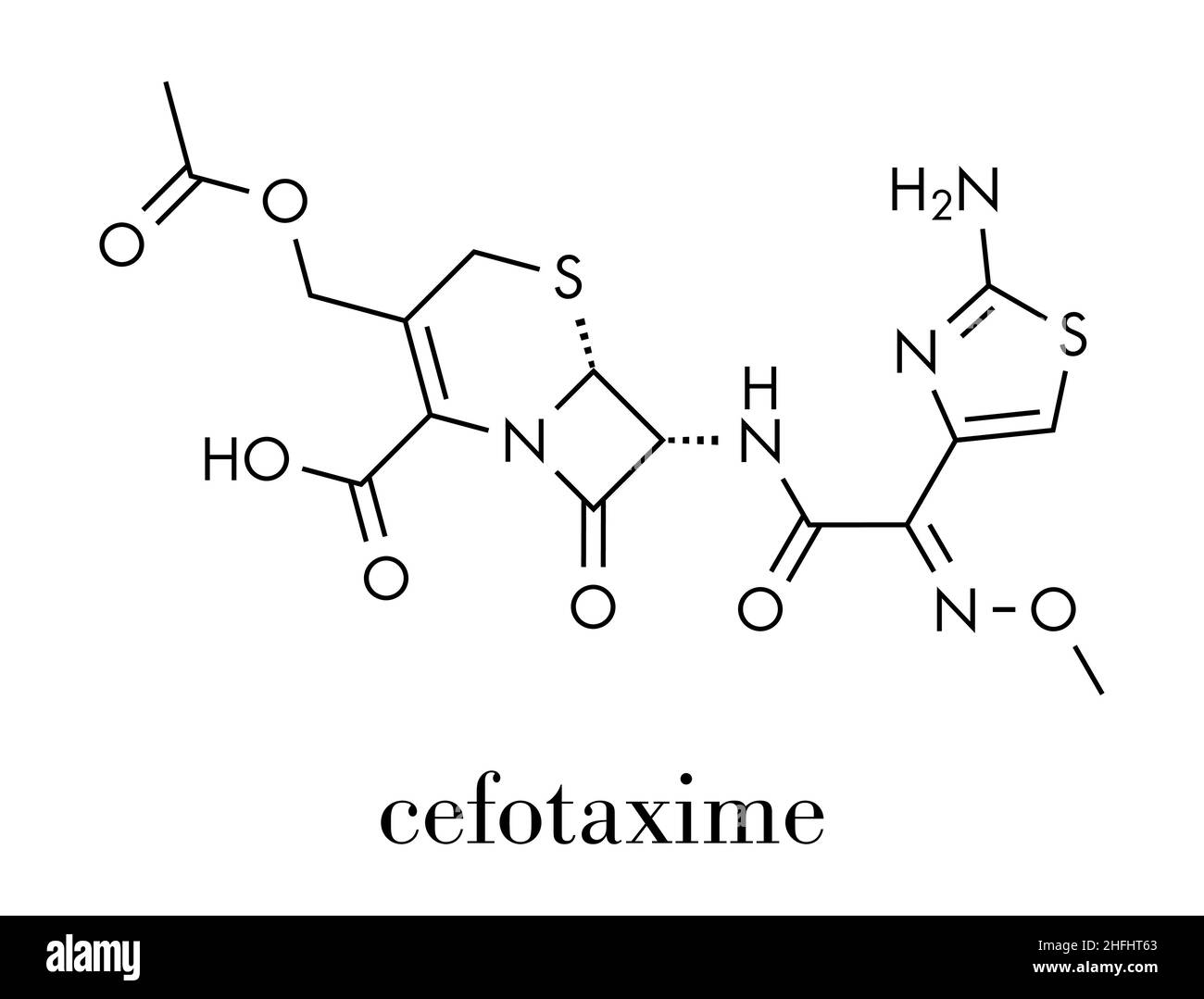 Cefotaxime antibiotic drug molecule (cephalosporin, third generation ...
