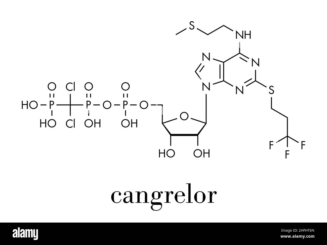 Cangrelor antiplatelet drug molecule. Skeletal formula Stock Vector ...