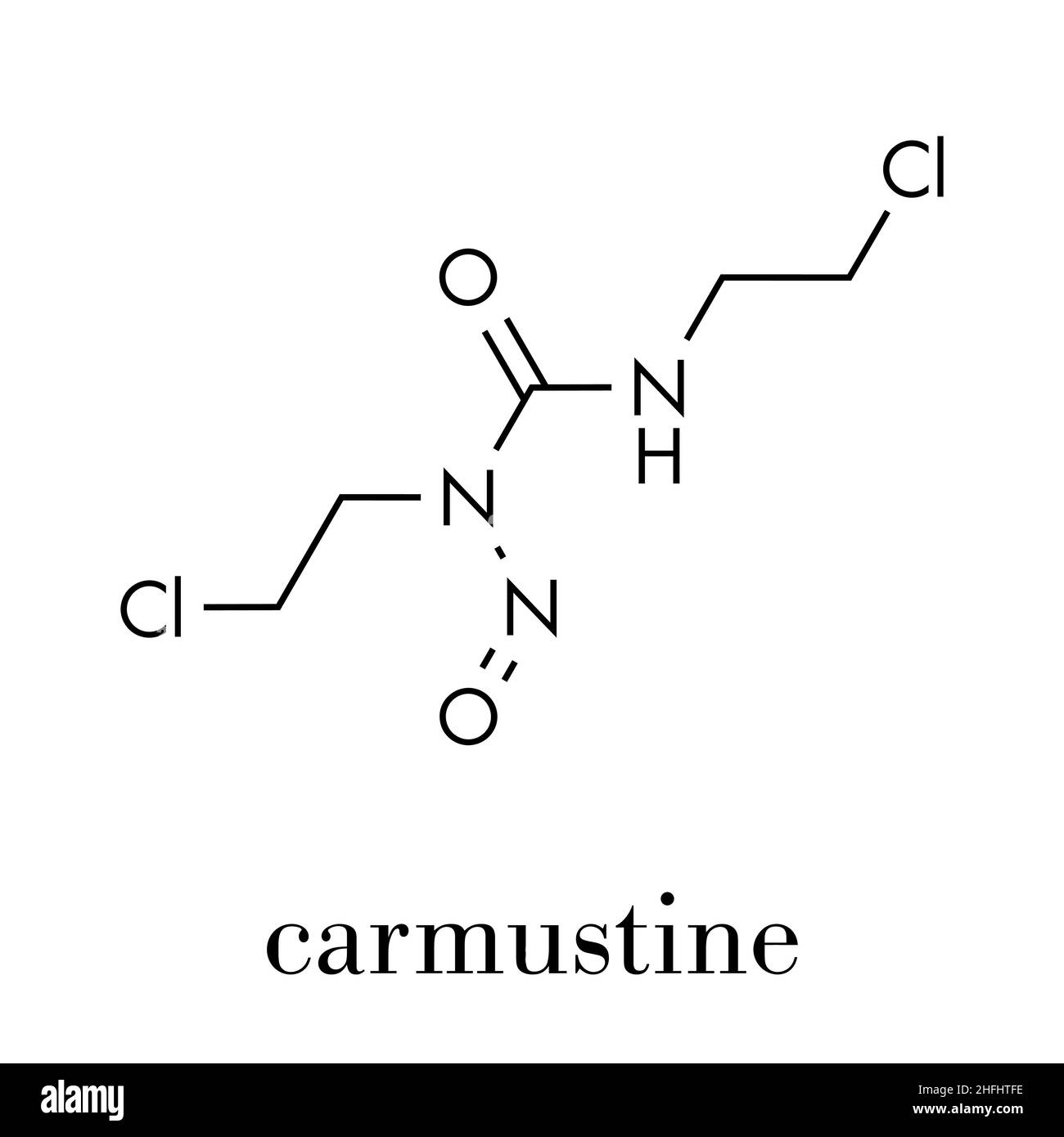 Carmustine (BCNU) cancer chemotherapy drug molecule. Skeletal formula ...