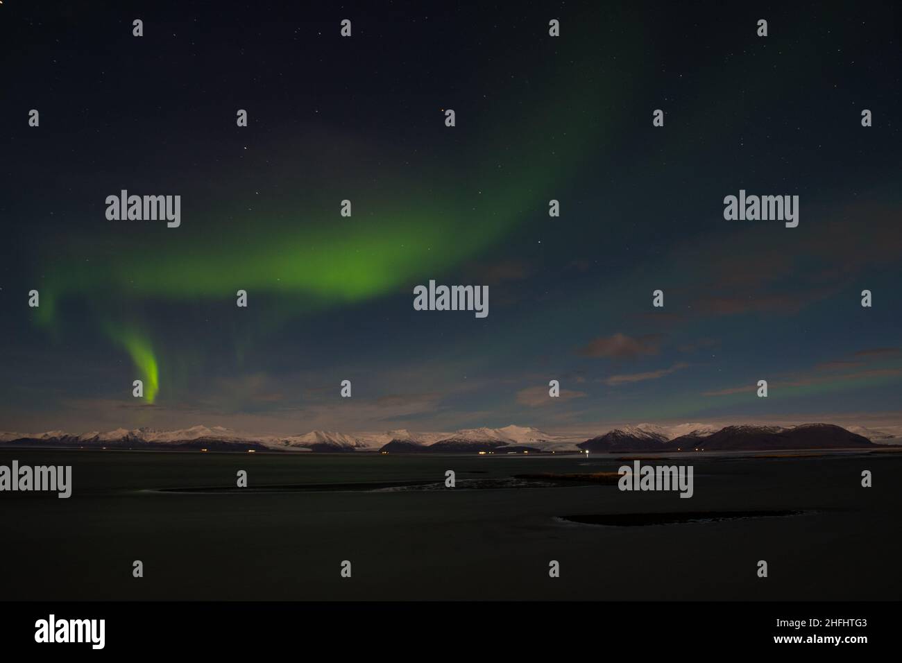 Beautiful northern lights in the beautiful evening of South Iceland ...