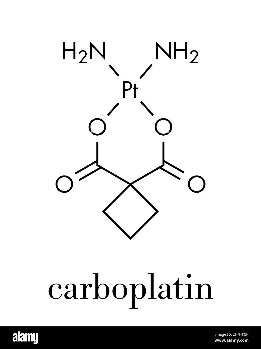 Carboplatin cancer chemotherapy drug molecule. Skeletal formula Stock ...