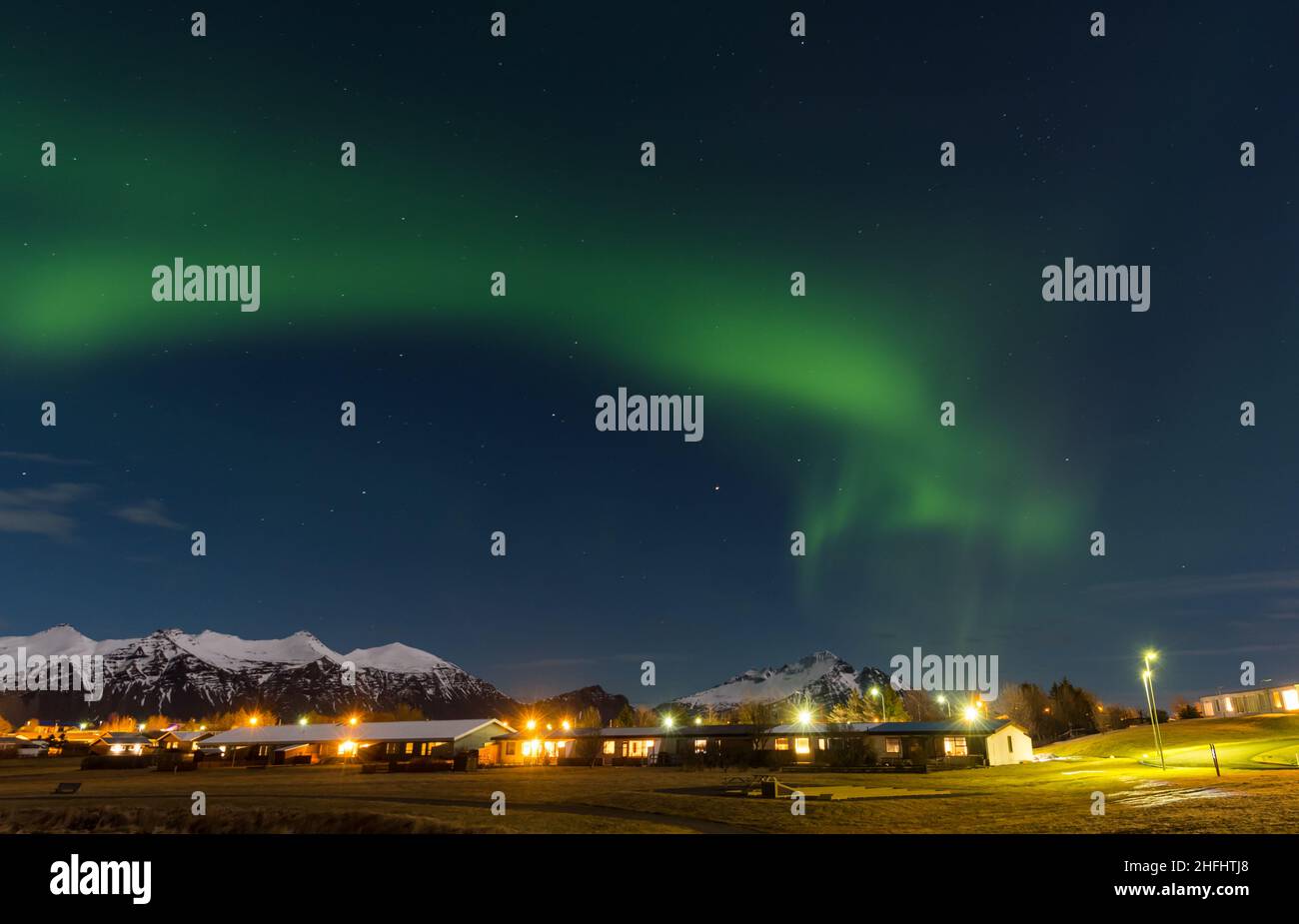 Beautiful northern lights in the beautiful evening of South Iceland ...