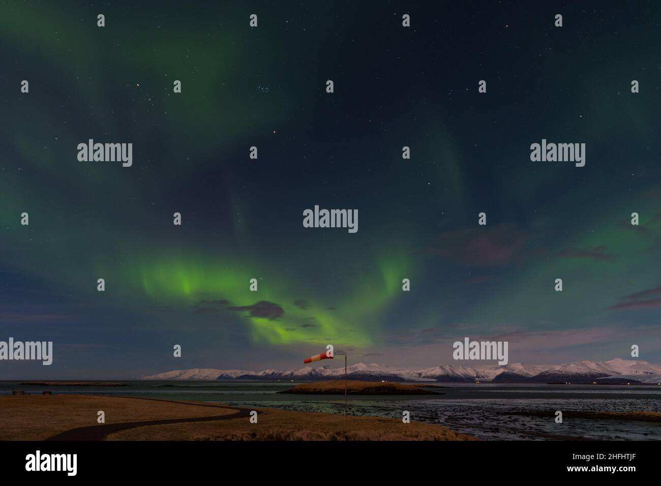 Beautiful northern lights in the beautiful evening of South Iceland ...