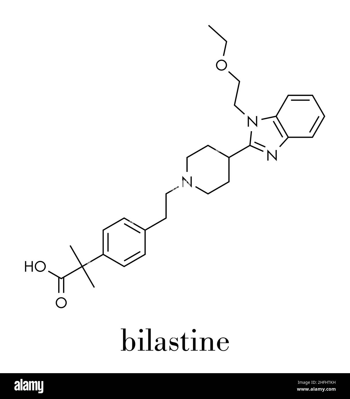 Bilastine antihistamine drug molecule. Skeletal formula Stock Vector ...