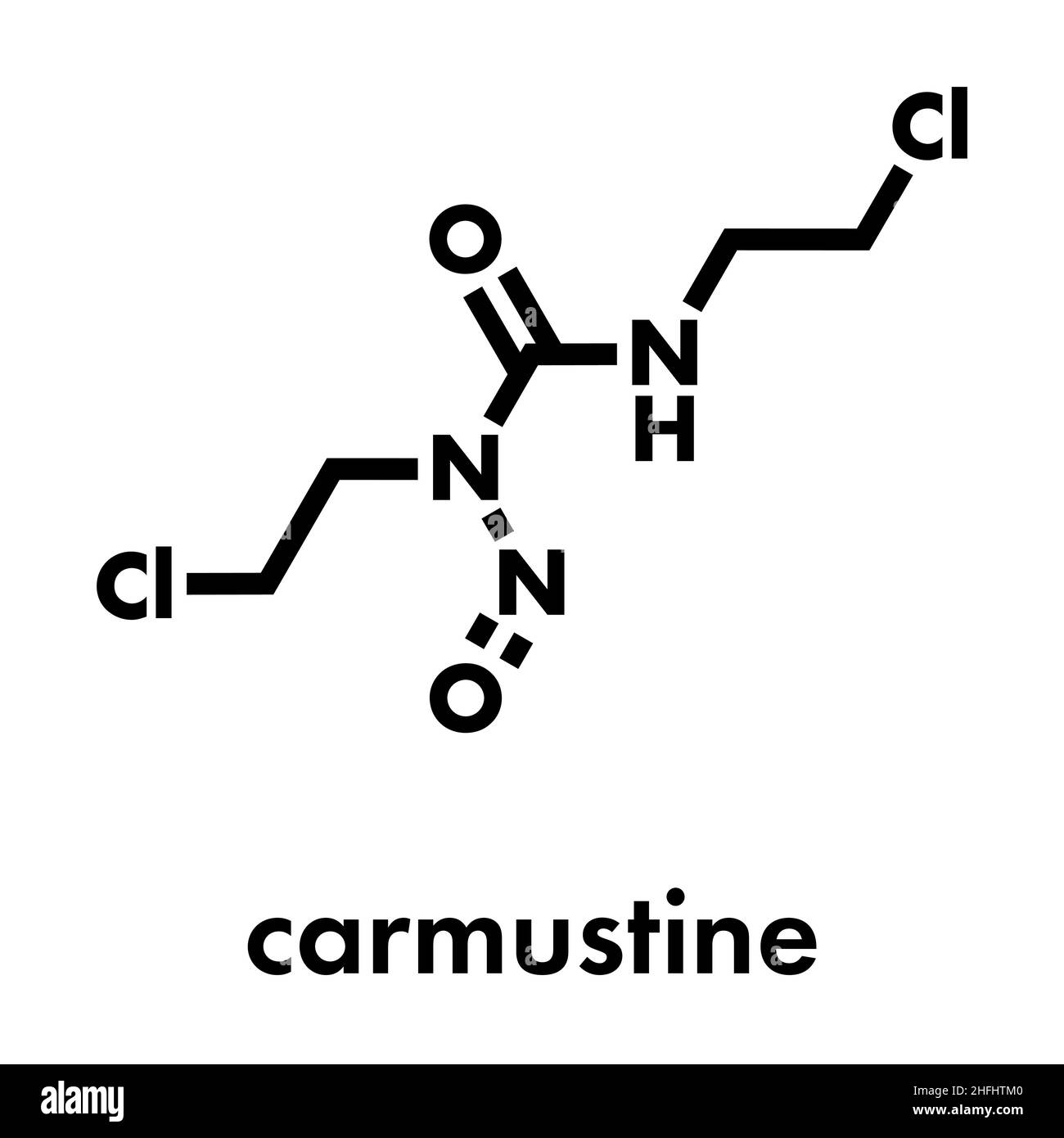 Carmustine (BCNU) cancer chemotherapy drug molecule. Skeletal formula ...