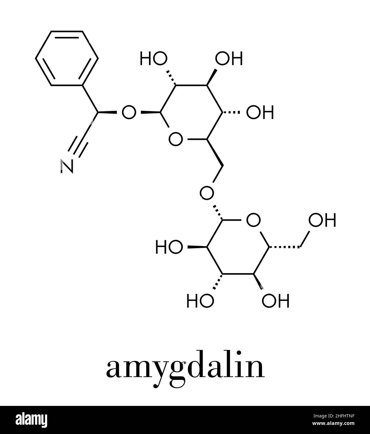 Amygdalin herbal molecule. Found in many plants including bitter ...