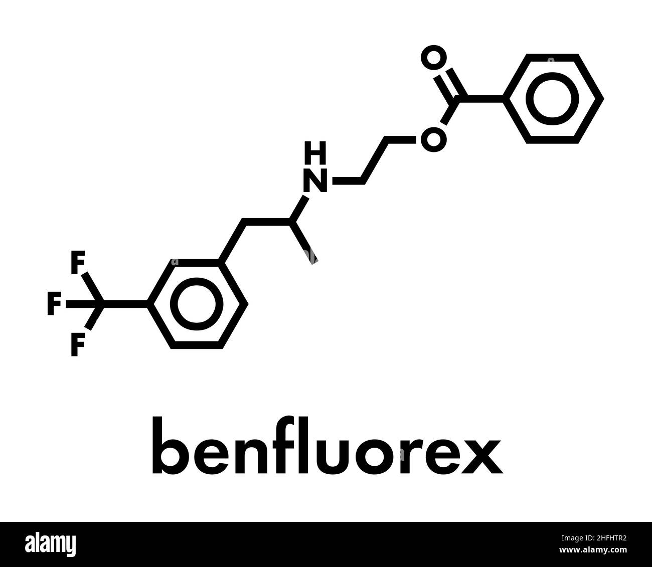 Benfluorex drug molecule (withdrawn). Skeletal formula Stock Vector ...