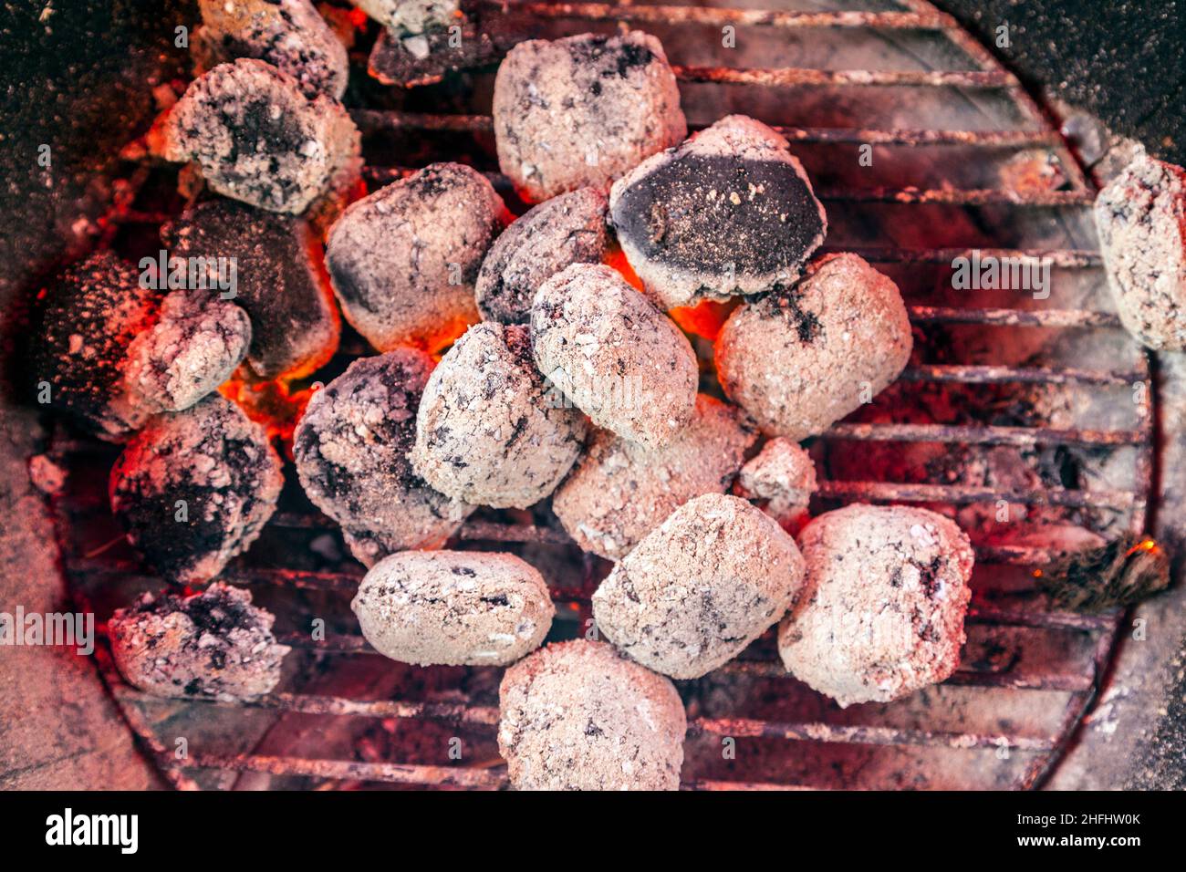 charcoal fire in intensive heat ready for the barbecue Stock Photo - Alamy