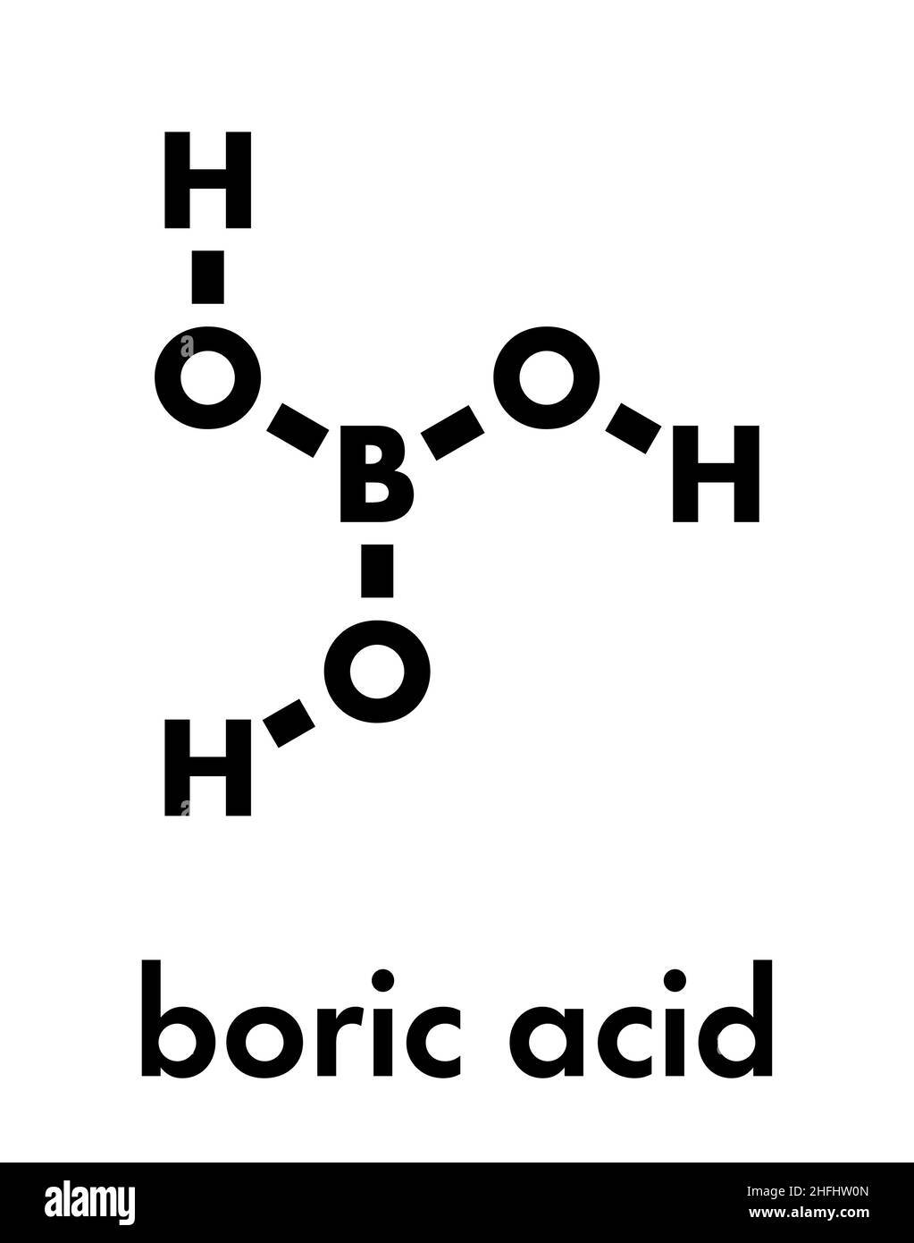 Boric acid molecule. Also known as hydrogen borate, boracic acid ...