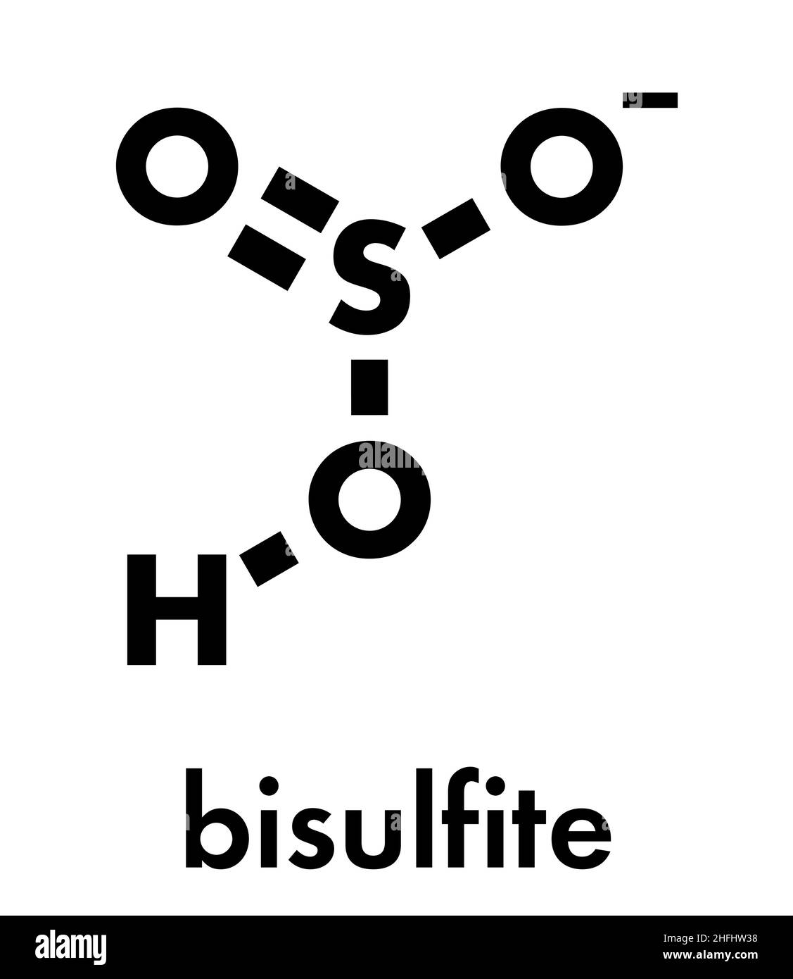 Bisulfite anion, chemical structure. Common salts include sodium ...