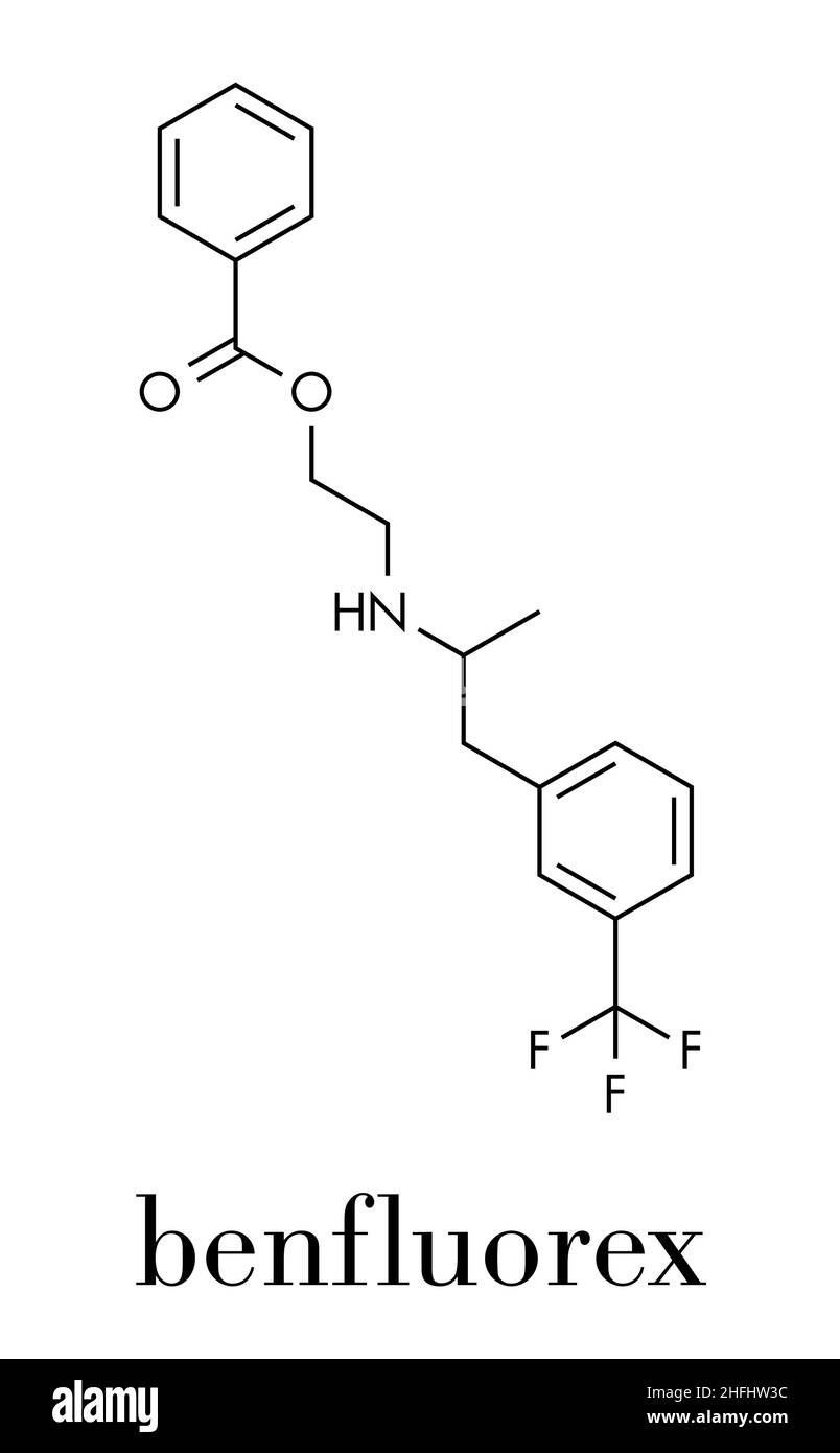 Benfluorex drug molecule (withdrawn). Skeletal formula Stock Vector ...