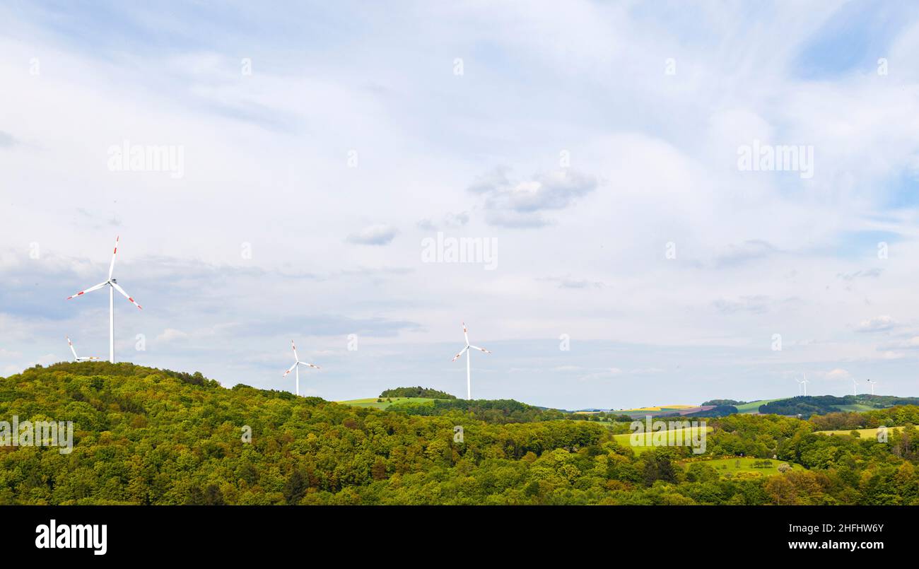 wind mills producing energy in the Saarland Stock Photo - Alamy