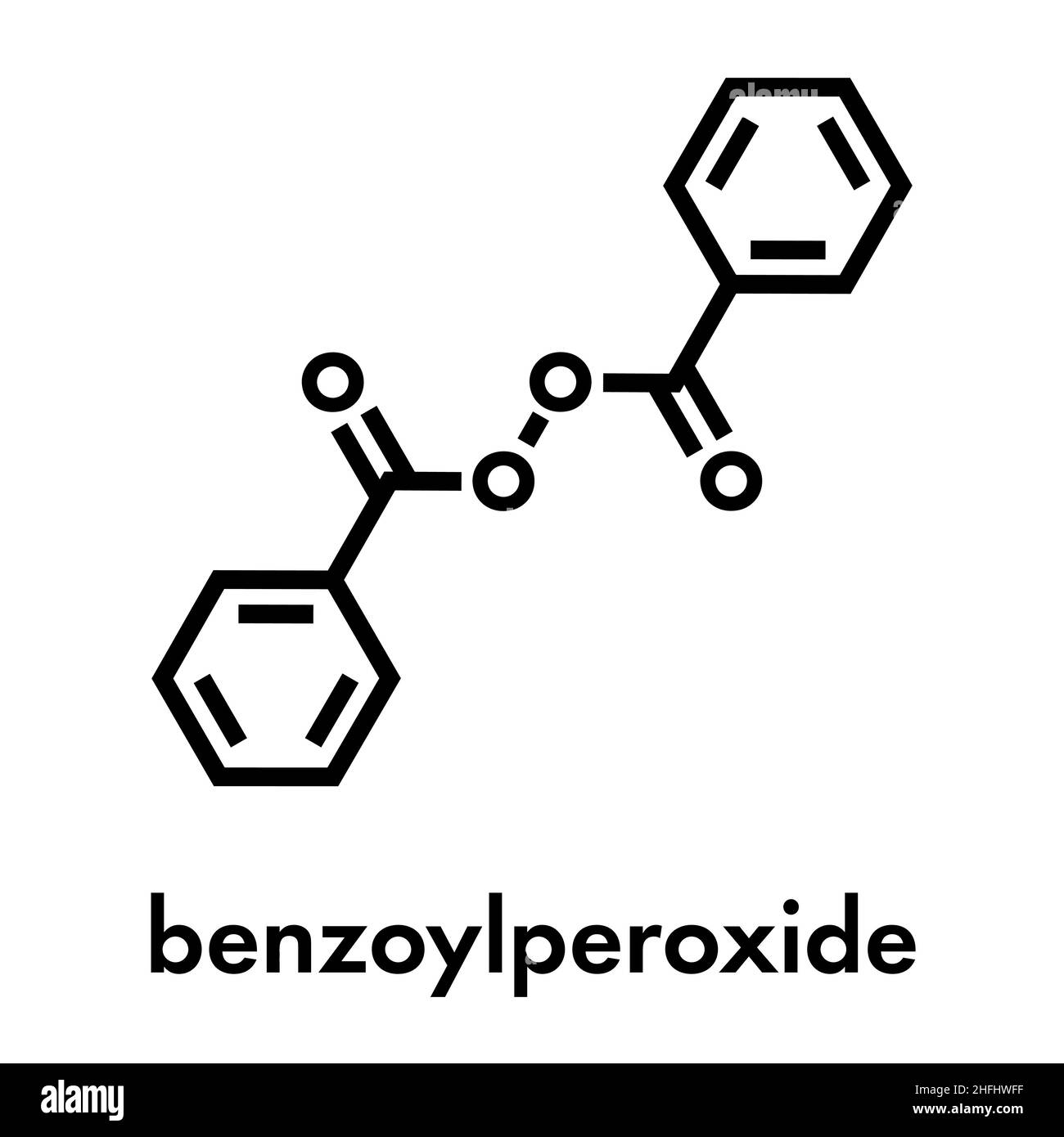 Benzoyl peroxide acne treatment drug molecule. Also used to dye hair ...