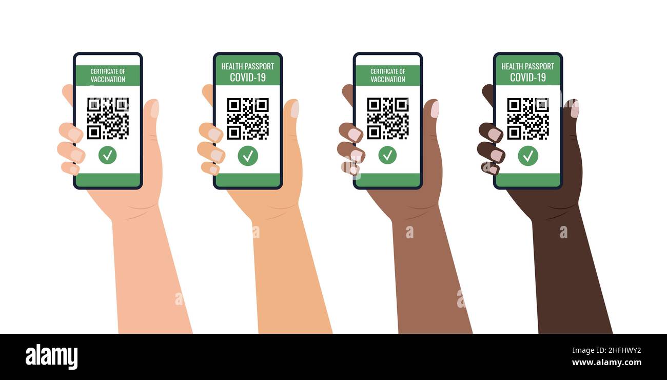 Green Pass On Smartphone Screen With Qr code Check Mark Flat Icon Stock Vector Image Art Alamy