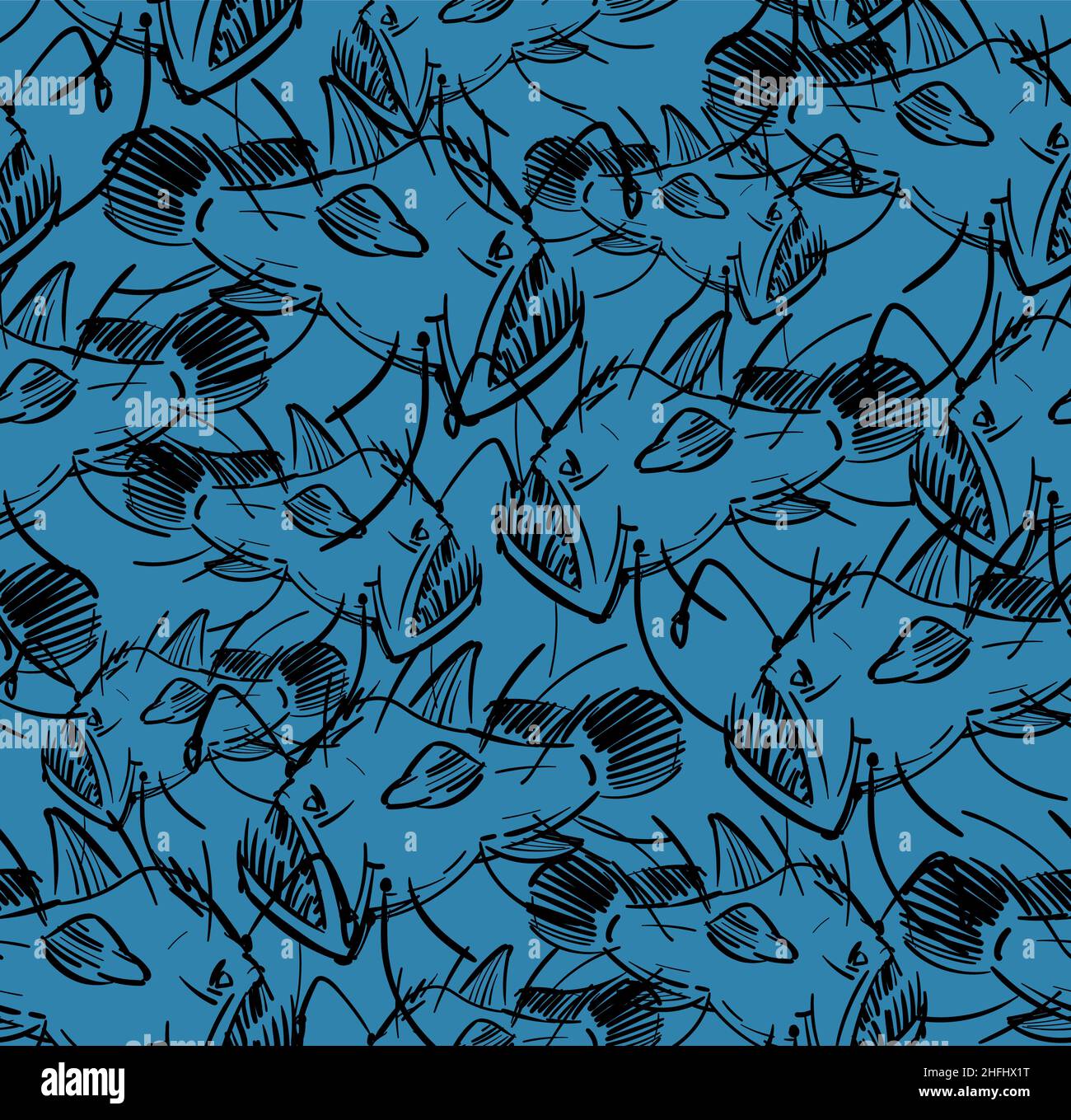 Angler Deep sea fish pattern seamless. Deep-sea fish background Stock ...