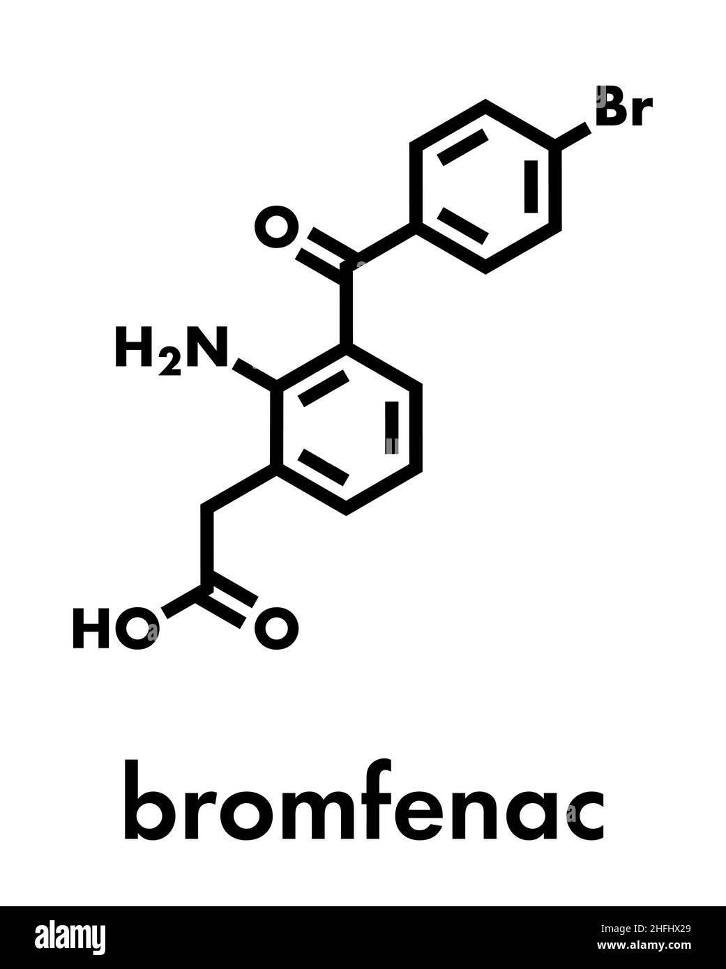 Bromfenac NSAID eye drop drug molecule. Skeletal formula Stock Vector ...