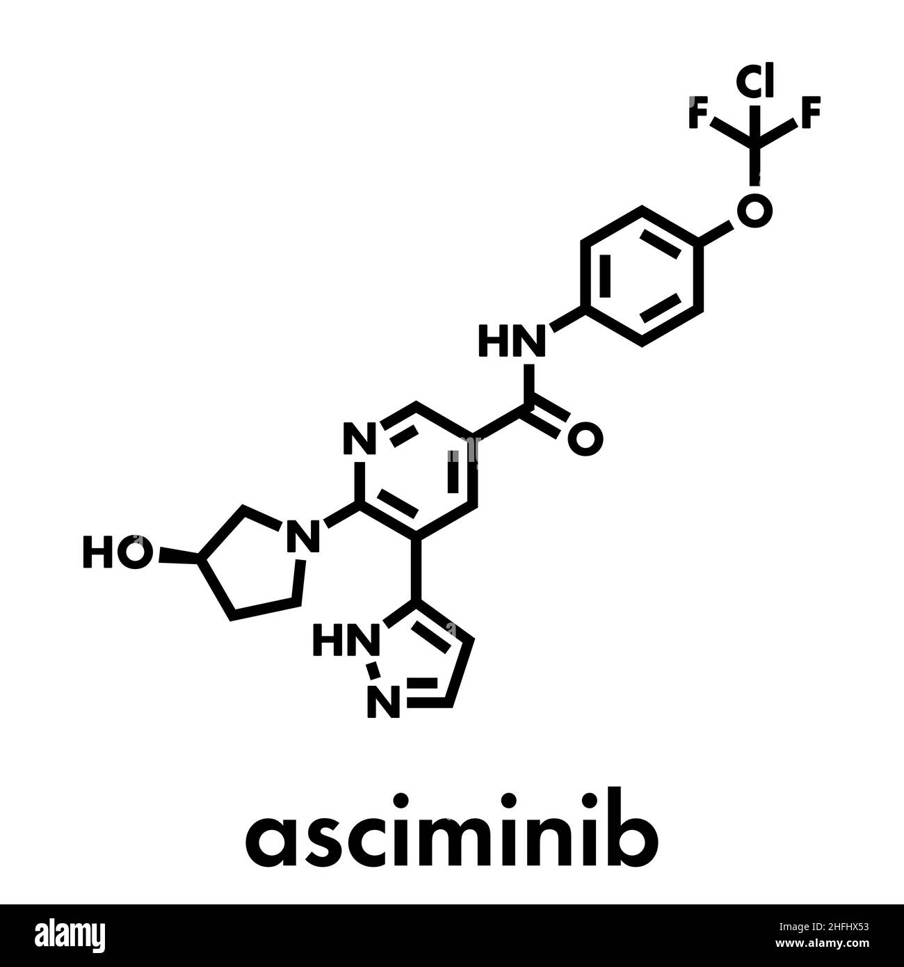 Asciminib cancer drug molecule. Skeletal formula Stock Vector Image ...