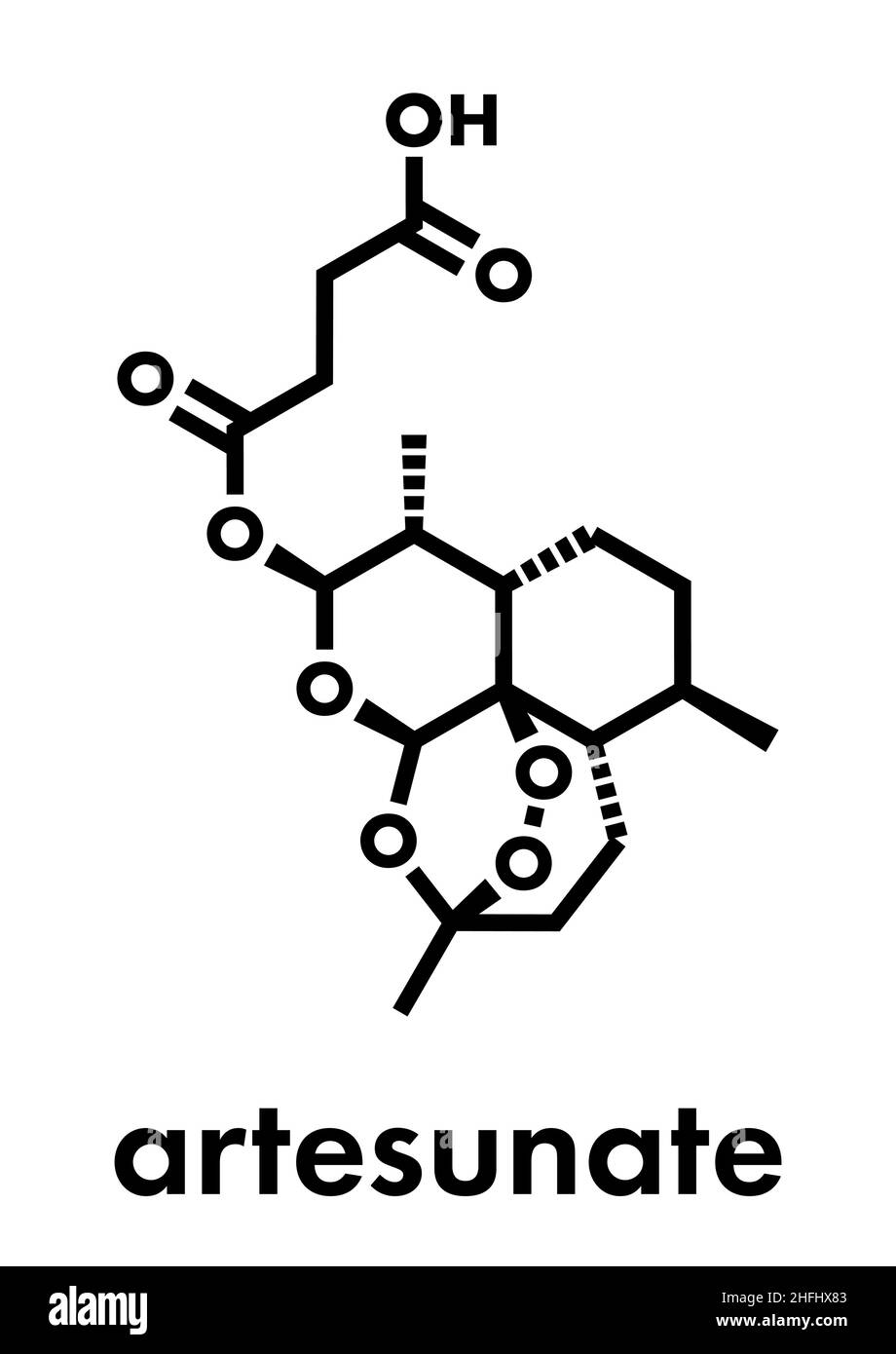 Artesunate malaria drug molecule. Skeletal formula Stock Vector Image ...
