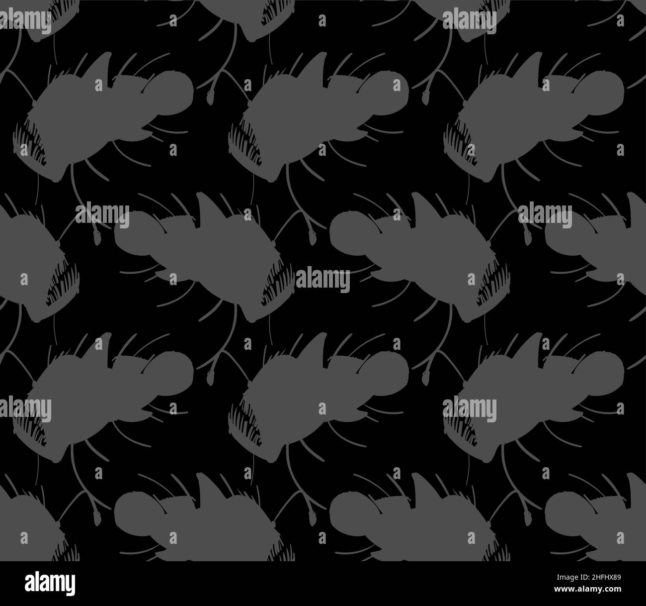 Angler Deep sea fish pattern seamless. Deep-sea fish background Stock ...